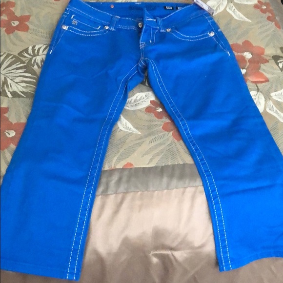 Miss Me | Pants & Jumpsuits | Miss Me Blue Cuffed Capris Size 26 | Poshmark